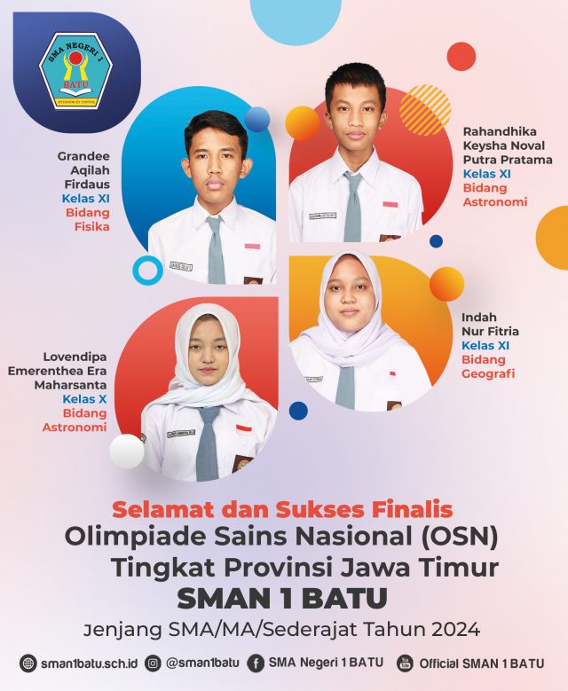 Selamat dan Sukses Finalis Olimpiade Sains Nasional (OSN) Tingkat Provinsi Jawa Timur SMAN 1 ...